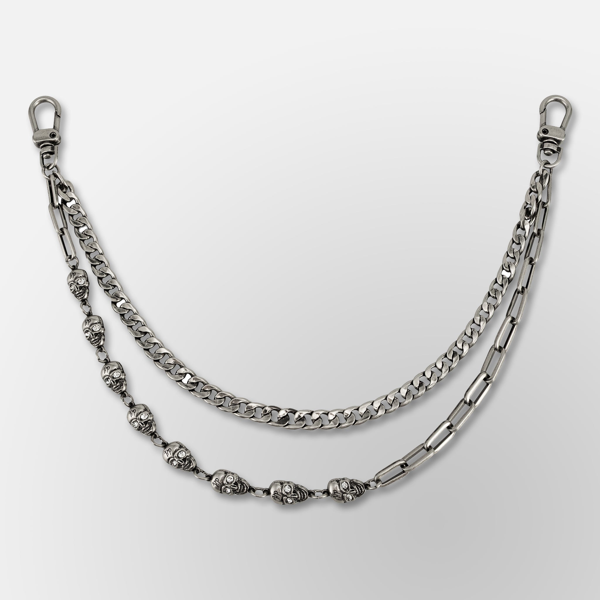 Paperclip Link Hp Skull Link Cuban Chain Link- Double Wallet Chain